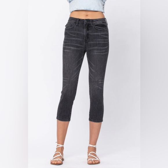 Judy Blue | Jeans | Judy Blue High Waist Skinny Capri Acid Washed Black ...